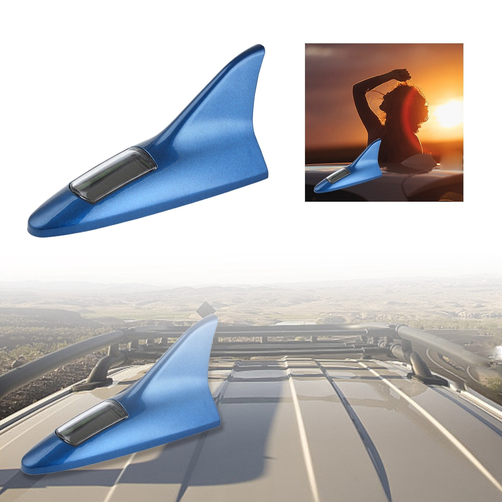 Car Shark Fin Antenna Cover, Solar Powered ,Shark Fin 8 LED Warning ...