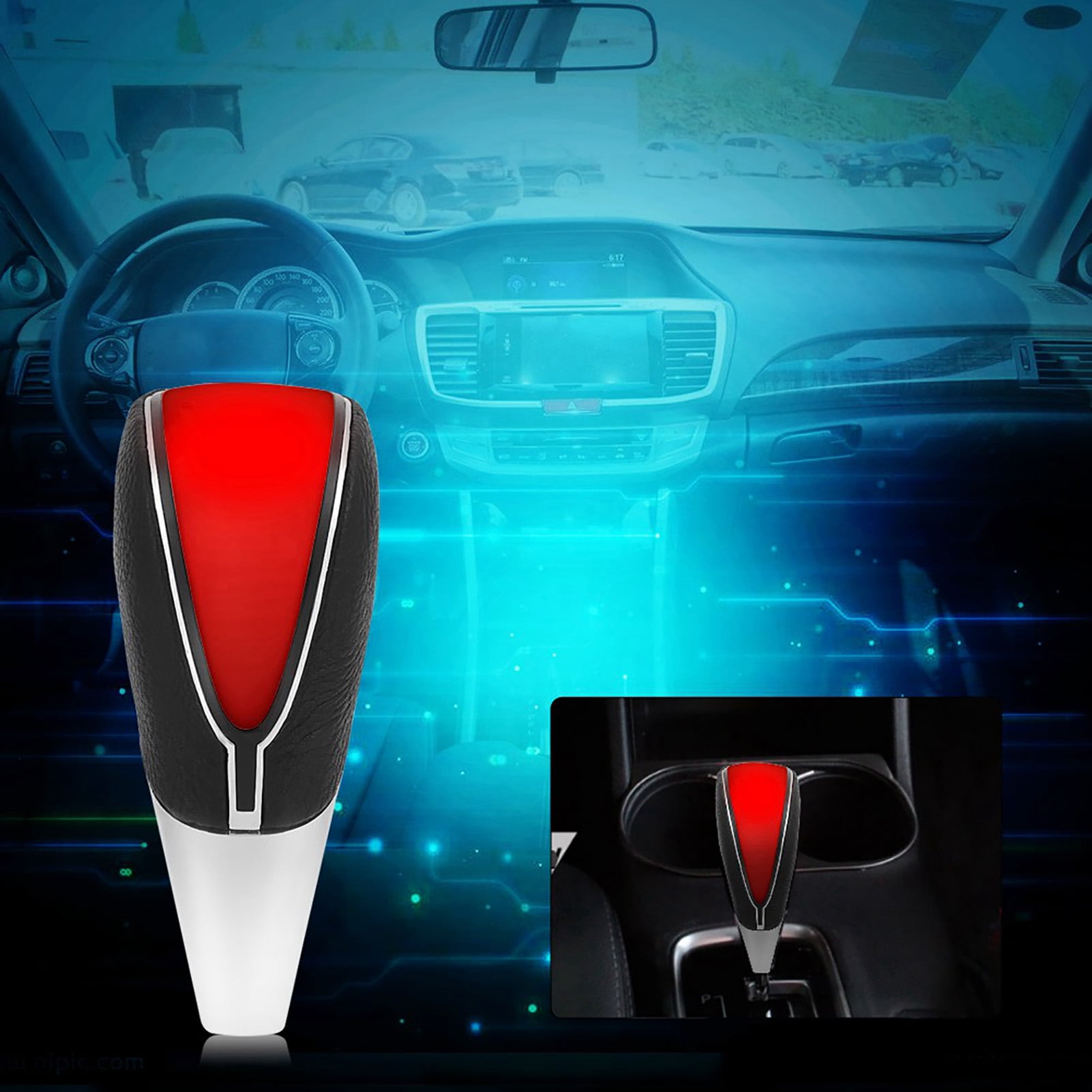 Car Shift Gear Knob Touch Motion Activated Red LED Light Shift Lever ...