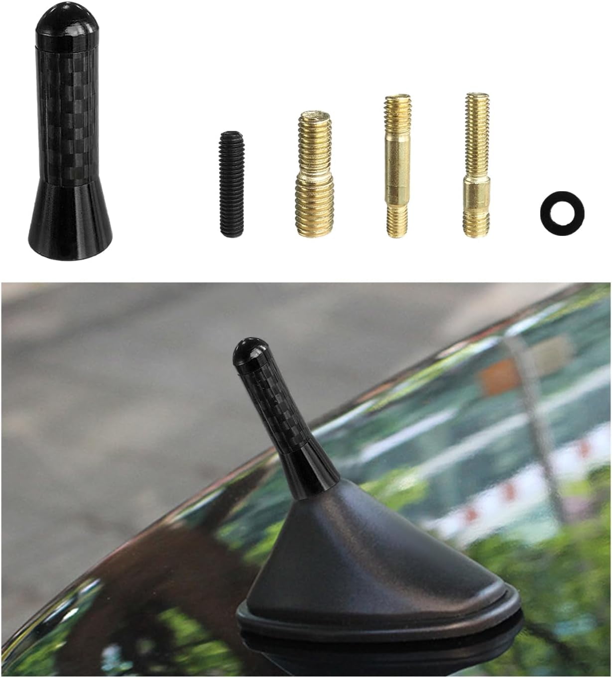 Car Short Antenna, 1.37'' Aluminum Radio Antenna Mast Replacement ...