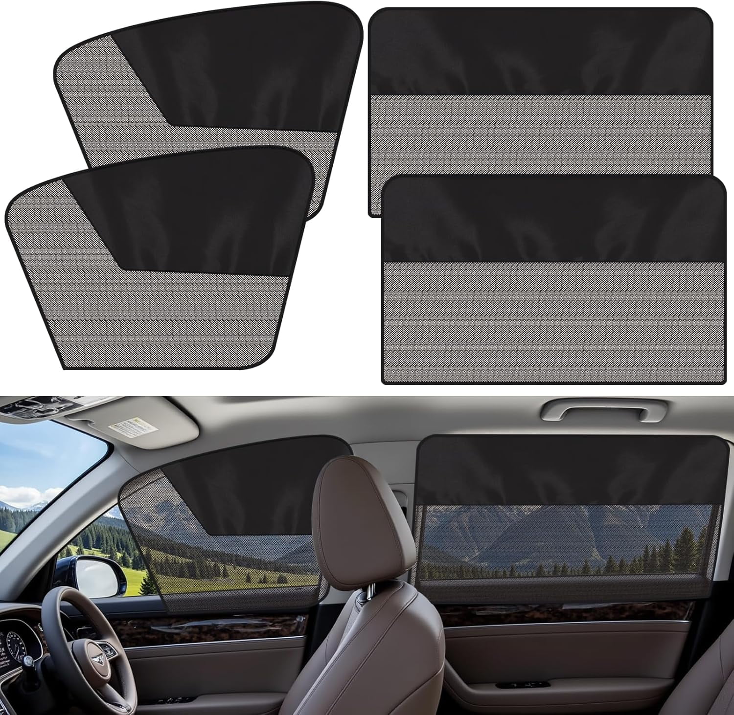 Car Side Window Sun Shades, 4 Pcs Magnetic Car Window Covers for Baby ...
