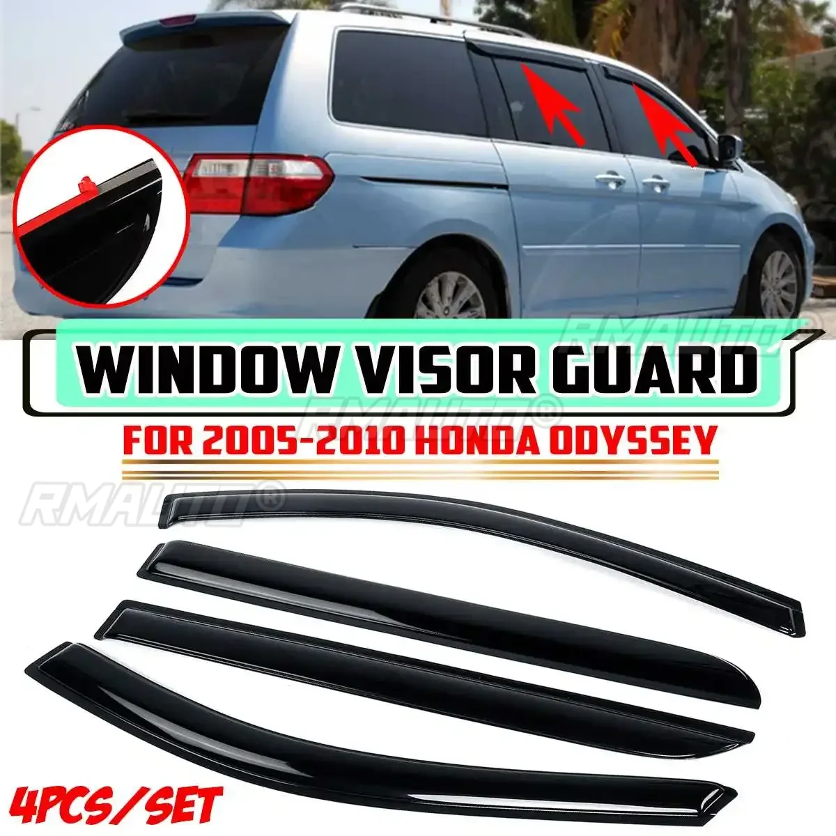 Car Side Window Visors Deflector Rain Guard Awnings Shelters For Honda ...