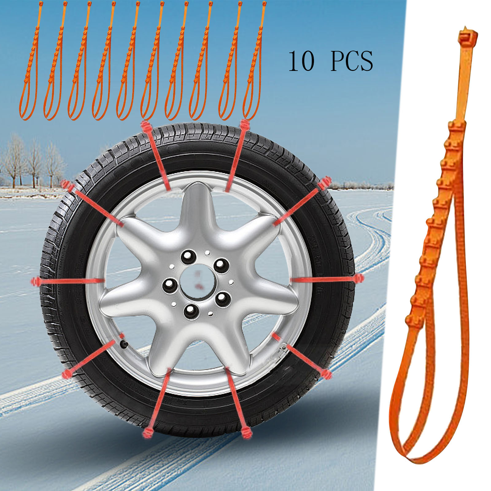 Car Snow Chains 10 PCS Snow Tire Chains, Emergency Snow Plastic Non ...