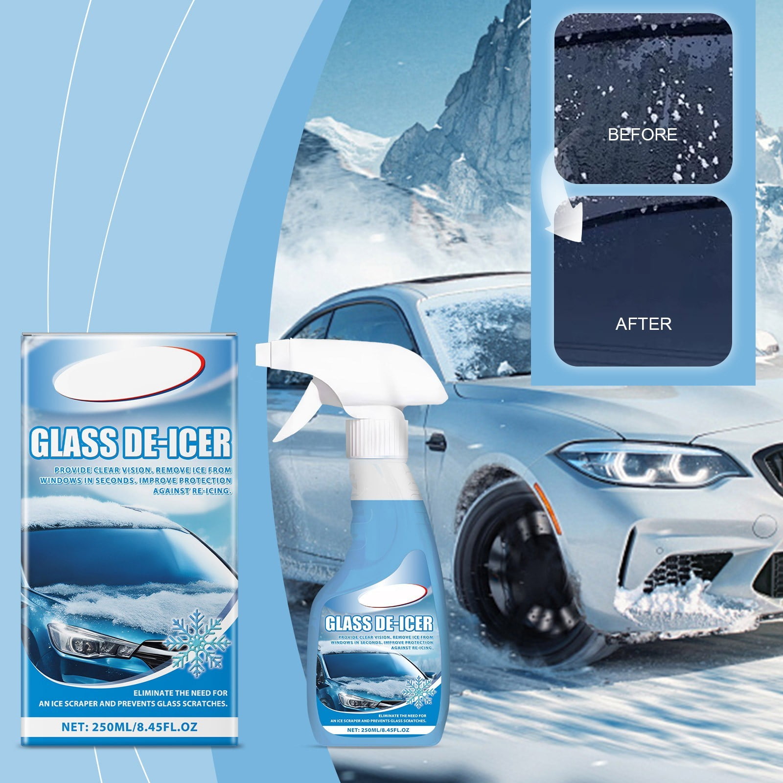 Car Snow And Ice Removal Spray Rapid Ice Melting & Safe Antifreeze ...