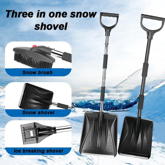 Car Snow Removal Shovel with Retractable Handle and Brush - Detachable ...