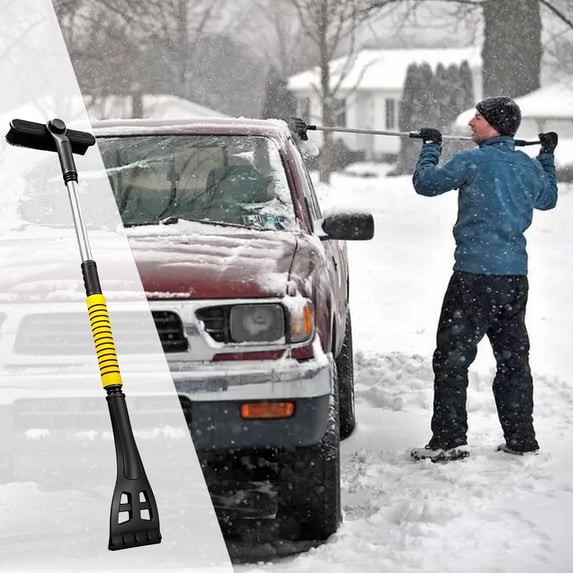 Car Snow Shovel Ice Scraper, 3 In 1 Retractable Snow Brush Rotating ...