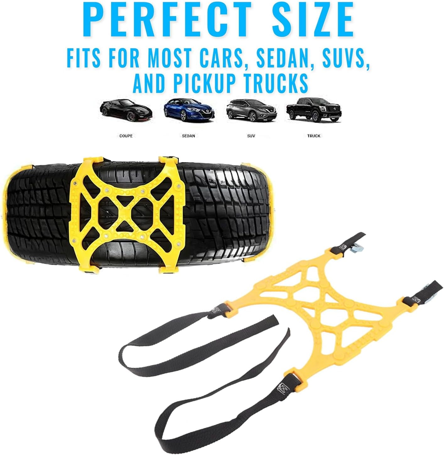 Car Snow Tire Chains - All Season Yellow Snow Chains- Emergency Vehicle ...