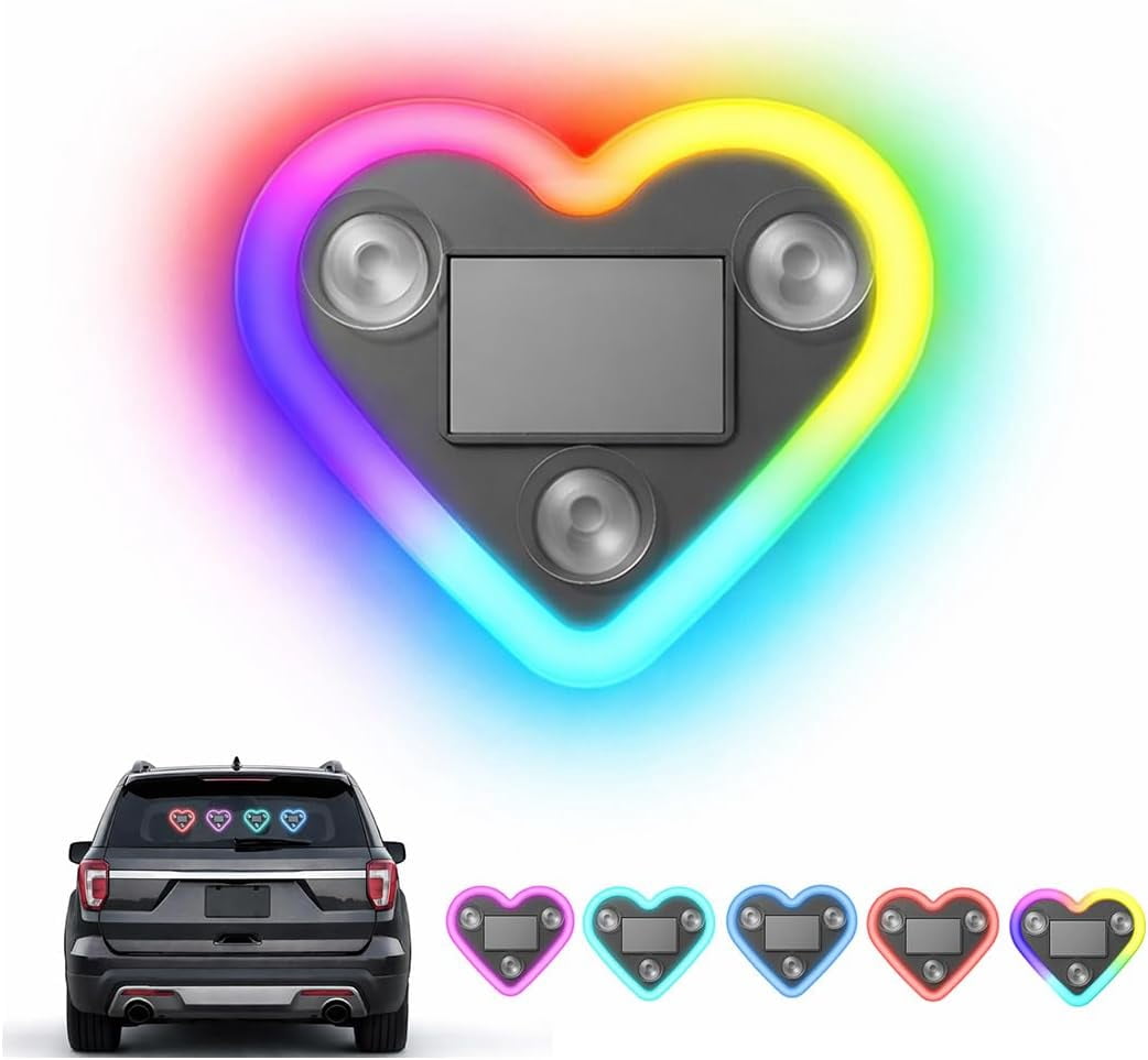 Car Solar Heart LED Light – Solar-Powered Heart Shaped LED Light for ...
