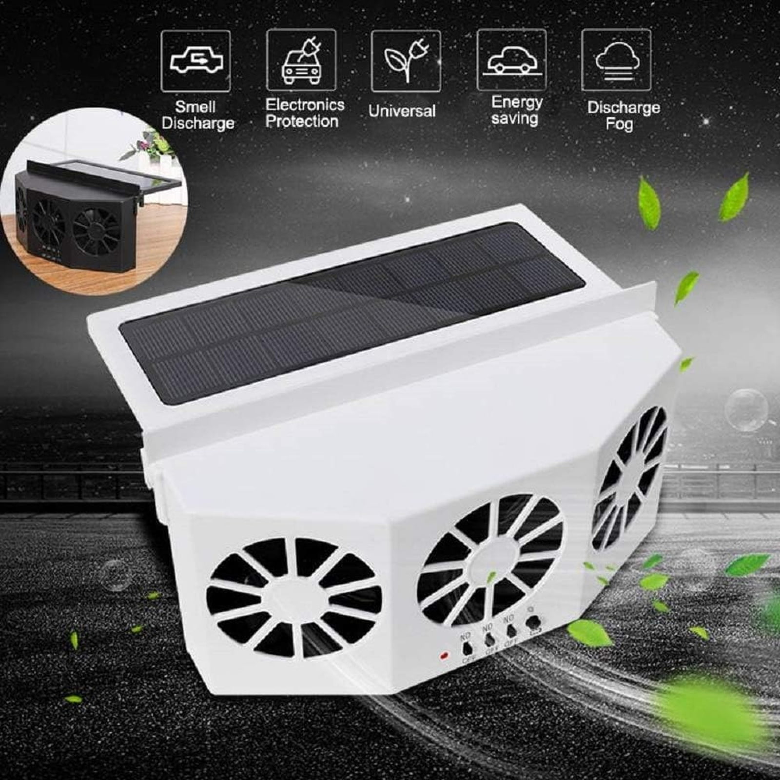 Car Solar Powered Exhaust Fan With Battery Storage, Auto Start-Stop ...