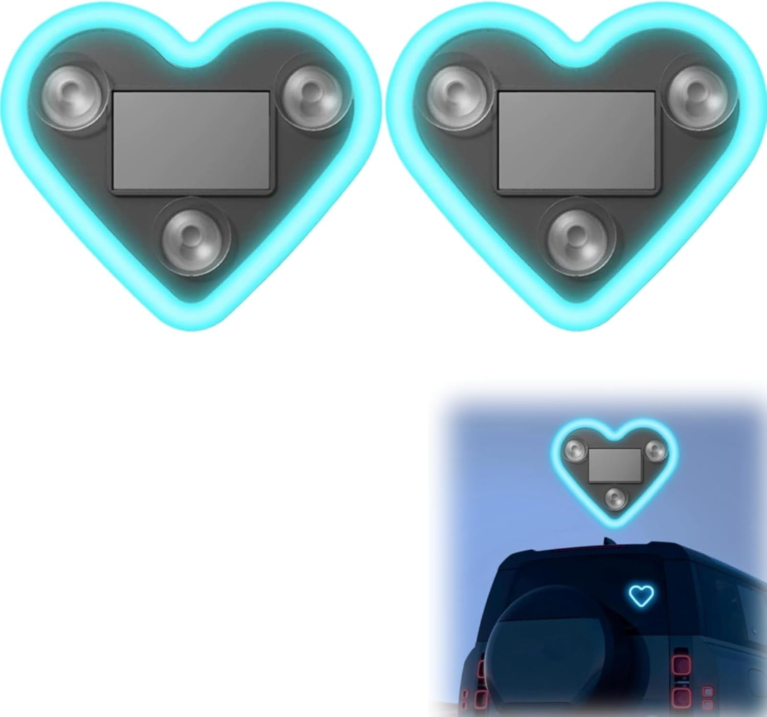 Car Solar-Powered Heart-Shaped LED Light - Solar-powered heart-shaped ...