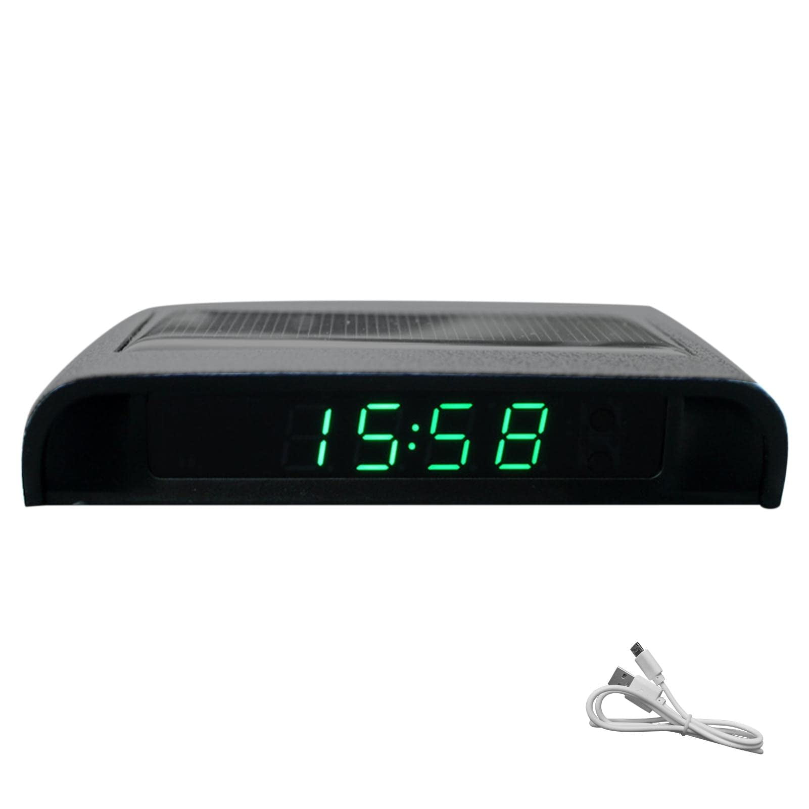 Car Solar Powered LCD Clock, Multifunctional Digital Car Dashboard ...