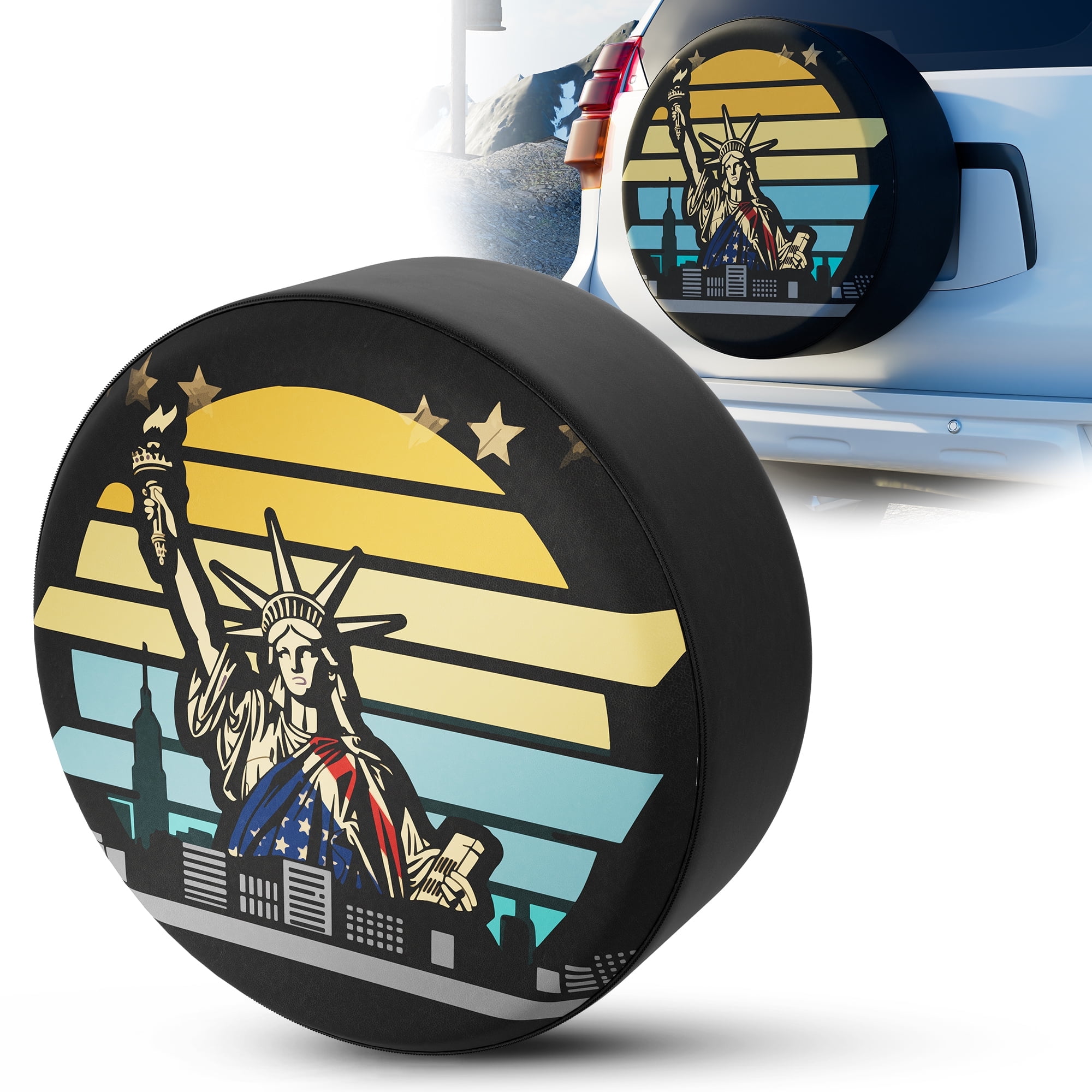 Car Spare Tire Cover PVC Leather SUV Pickup Truck Off-Road Tire Cover ...