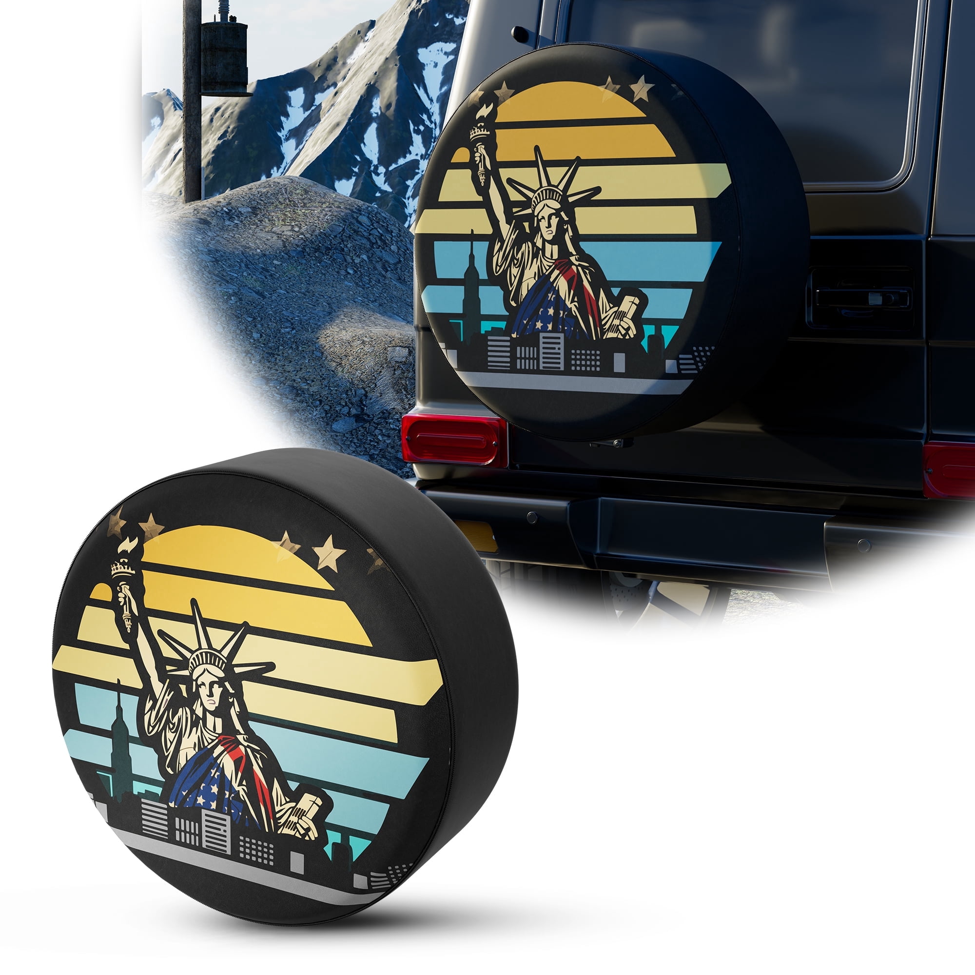 Car Spare Tire Cover PVC Leather SUV Pickup Truck Off-Road Tire Cover ...
