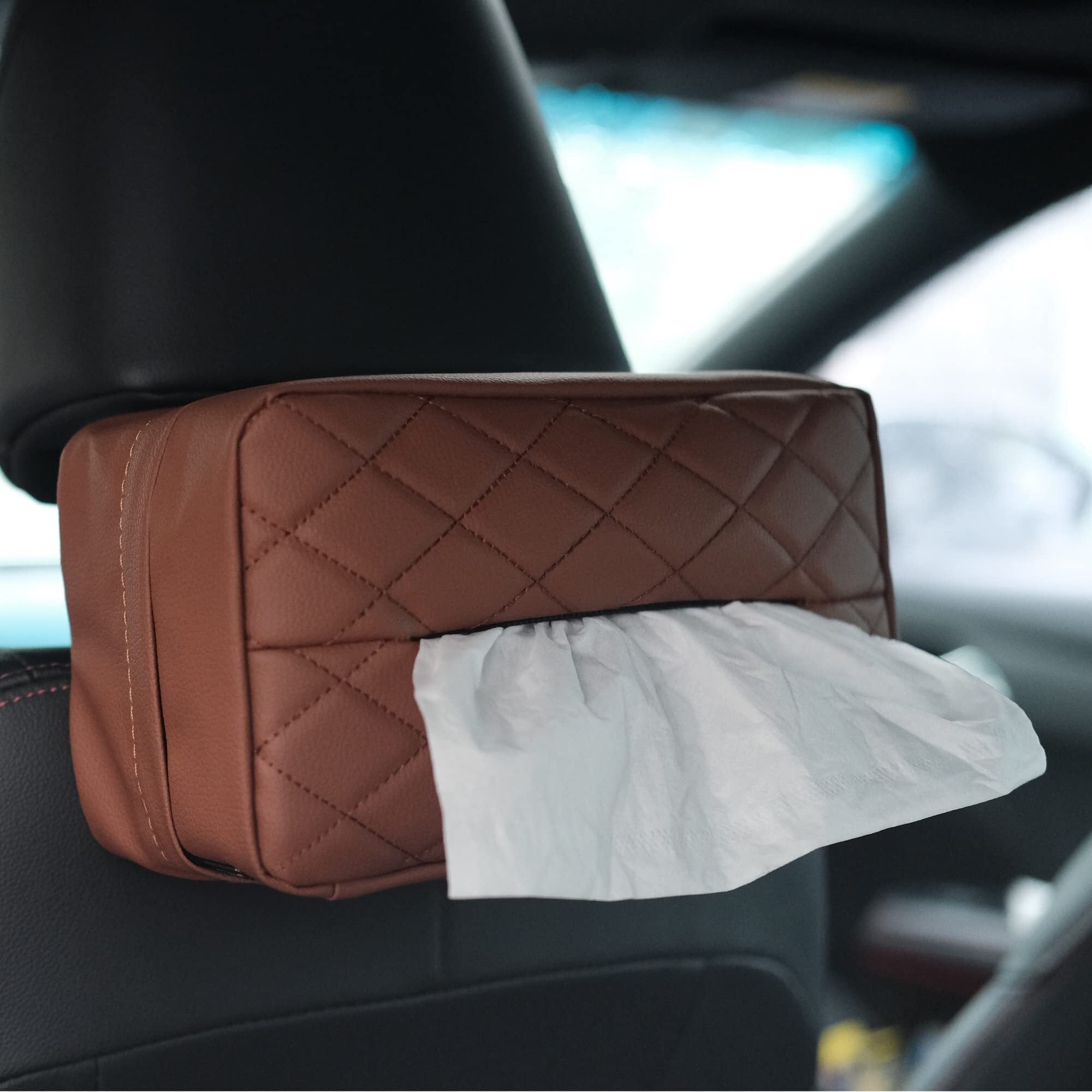 JoyGrow Car Tissue Holder, Velcro Strap Buckle, Backseat Tissue Organizer, PU Leather, Fits 120 ...