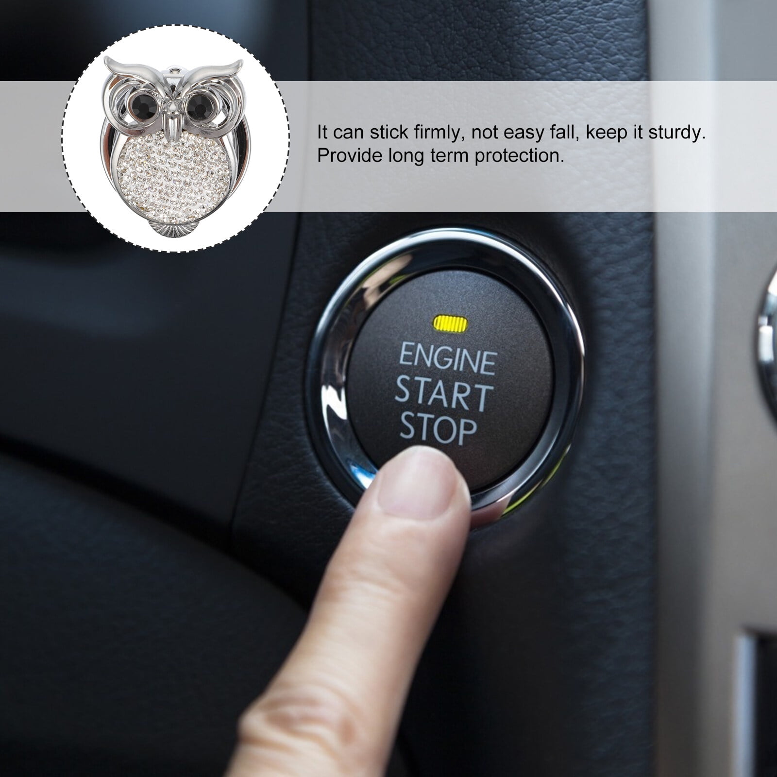 UPOUART Car Starter Button Cover Prevent Scratches Rhinestone 1Set 2X1 ...