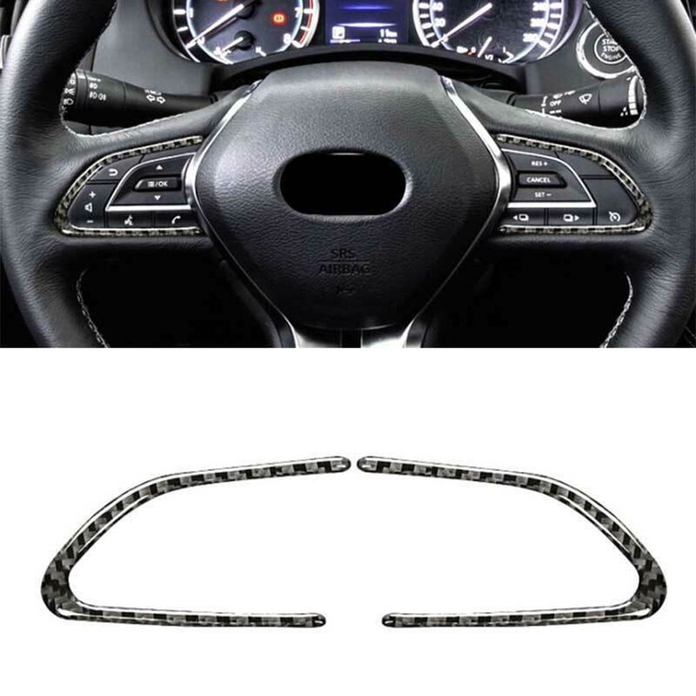 Car Steering Wheel Button Cover Trim Real Carbon Fiber Decals Interior ...