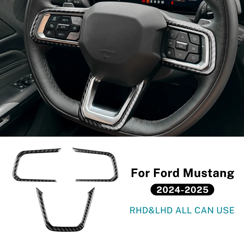 Car Steering Wheel Button Frame Real Soft Carbon Fiber Sticker for Ford ...