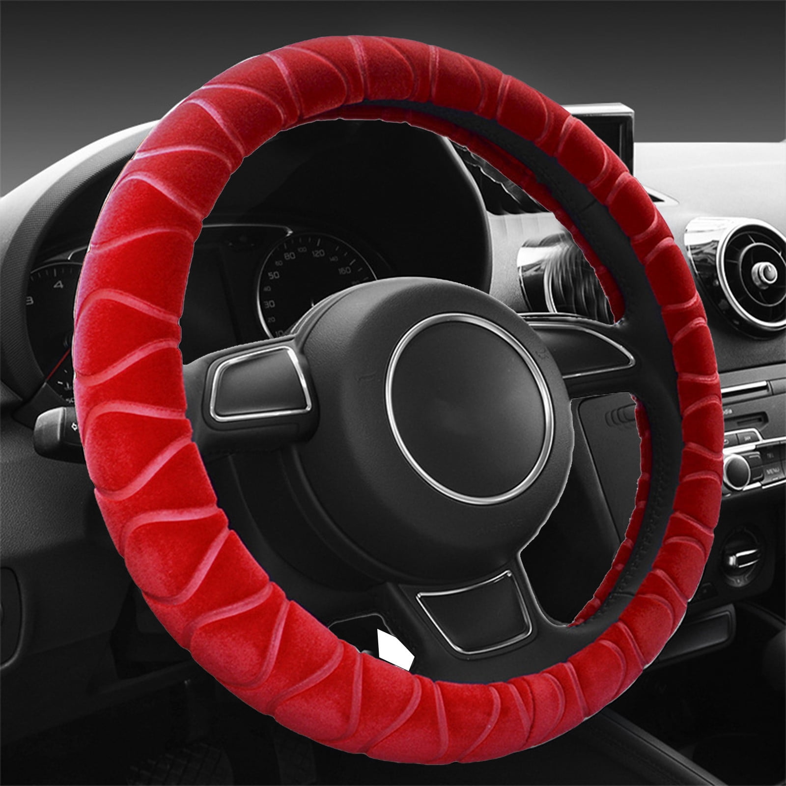 Car Steering Wheel Cover 38cm Elastic Winter Warm Handle Cover, Anti ...