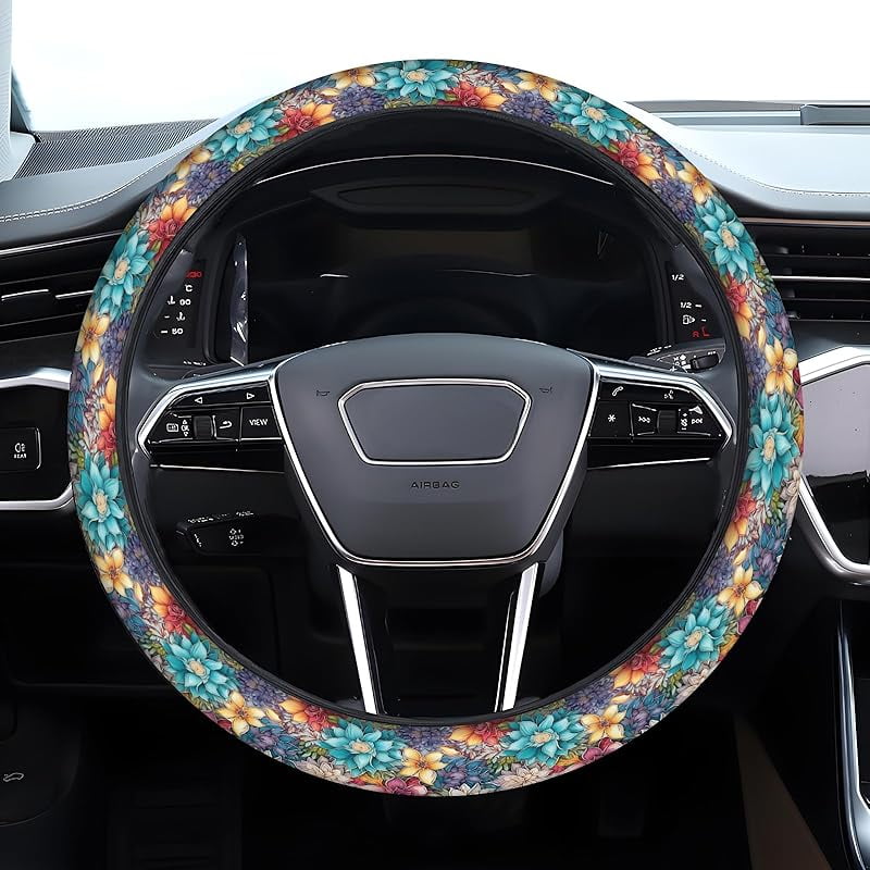 Car Steering Wheel Cover, Anti-Slip Breathable Elastic Neoprene 15 Inch ...
