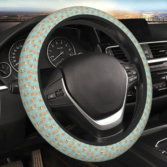 Car Steering Wheel Cover - Cute Corgi Dog Funny Cartoon Universal Car ...