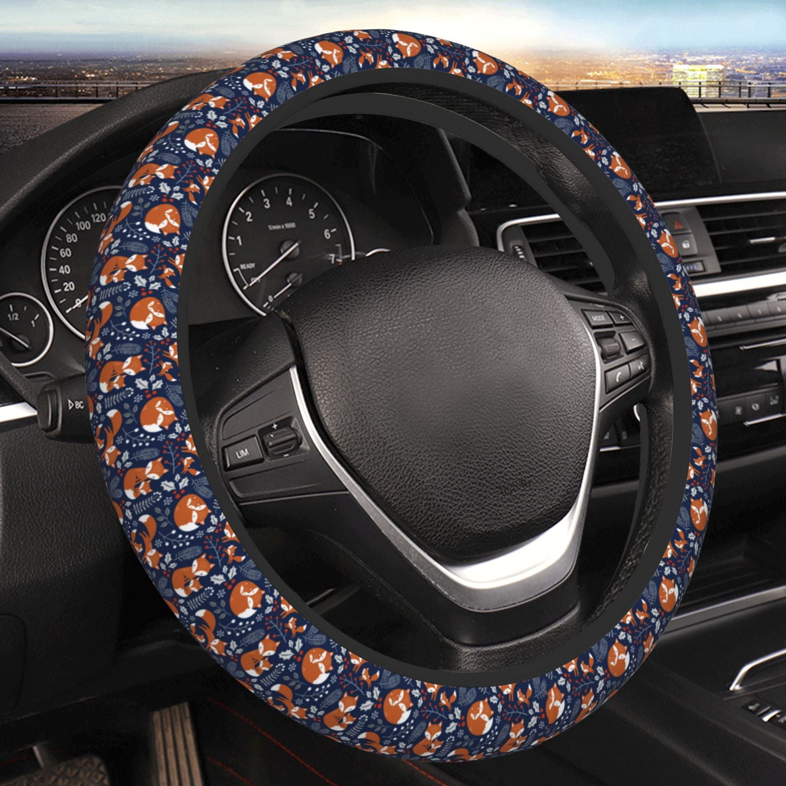 Car Steering Wheel Cover - Cute Foxes Non-Slip Thick Steering Wheel ...