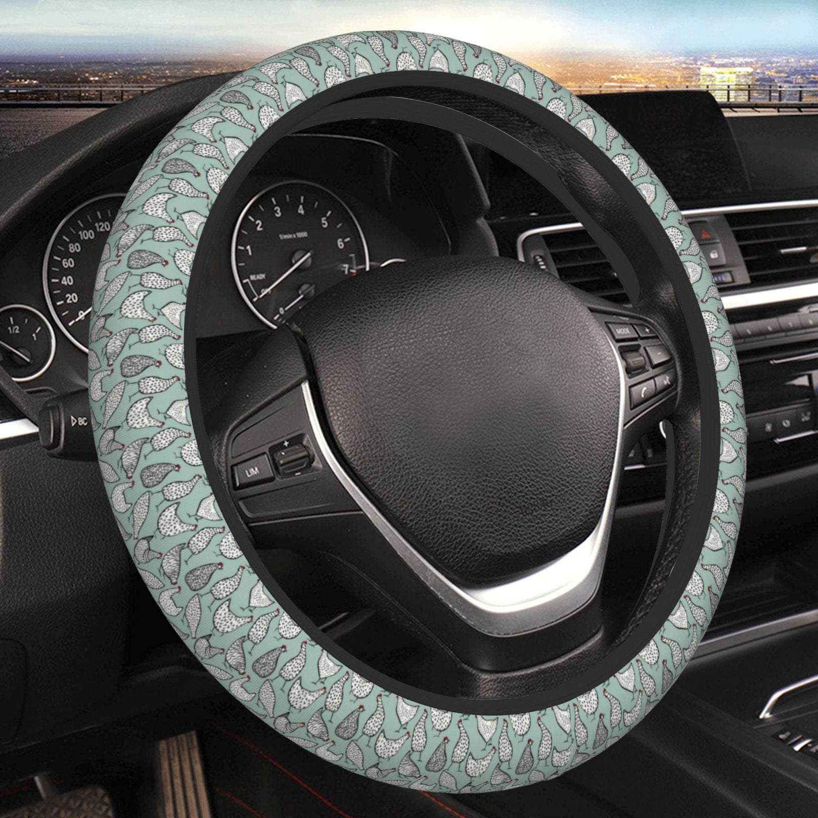 Car Steering Wheel Cover - Hand Drawn Chickens Universal Car ...