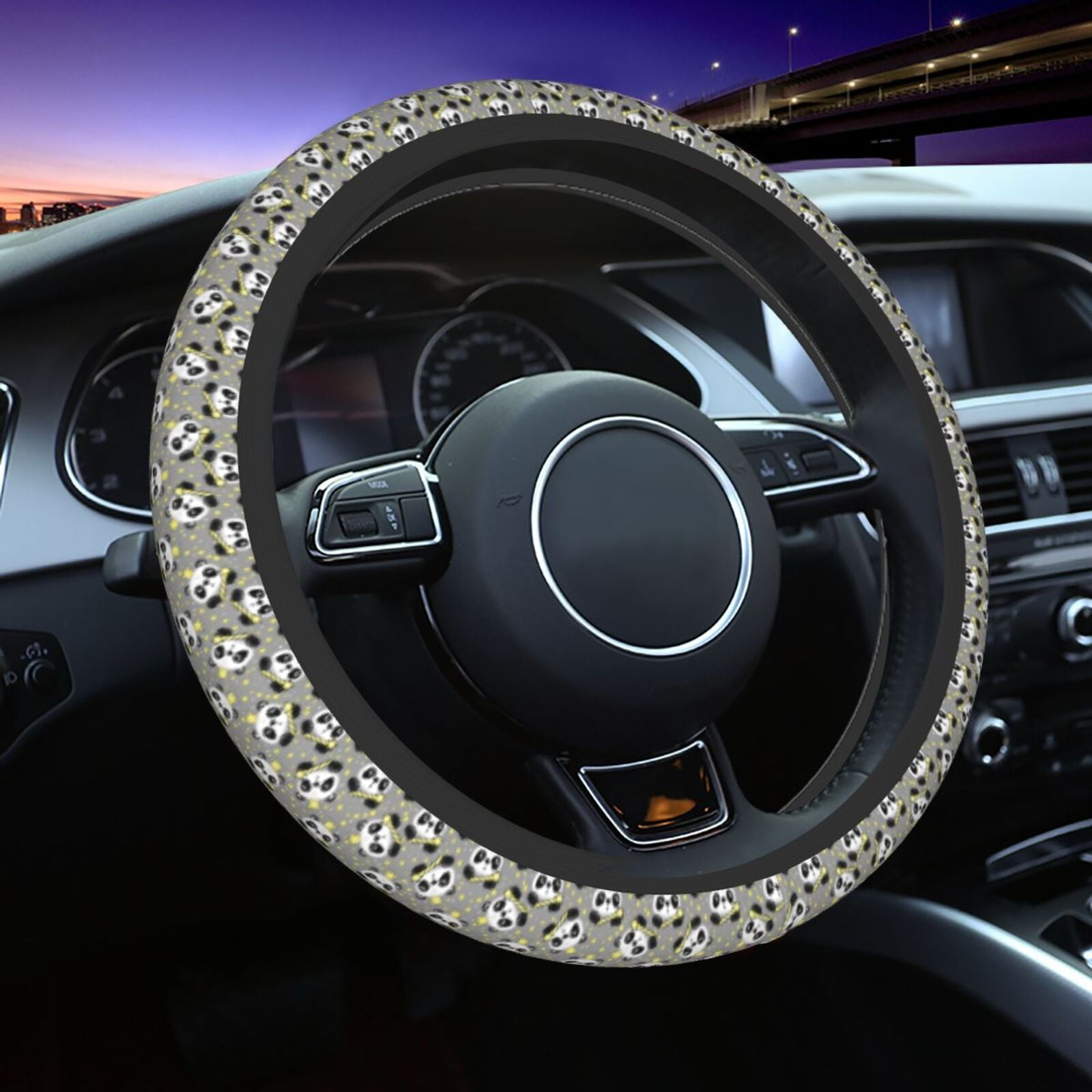 Car Steering Wheel Cover - Panda With Crown And Stars Non-Slip Steering ...