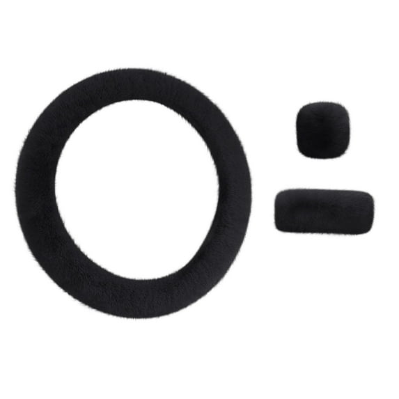 Car Steering Wheel Cover Set with Fluffy Gear Shift Cover Soft Warm Non ...