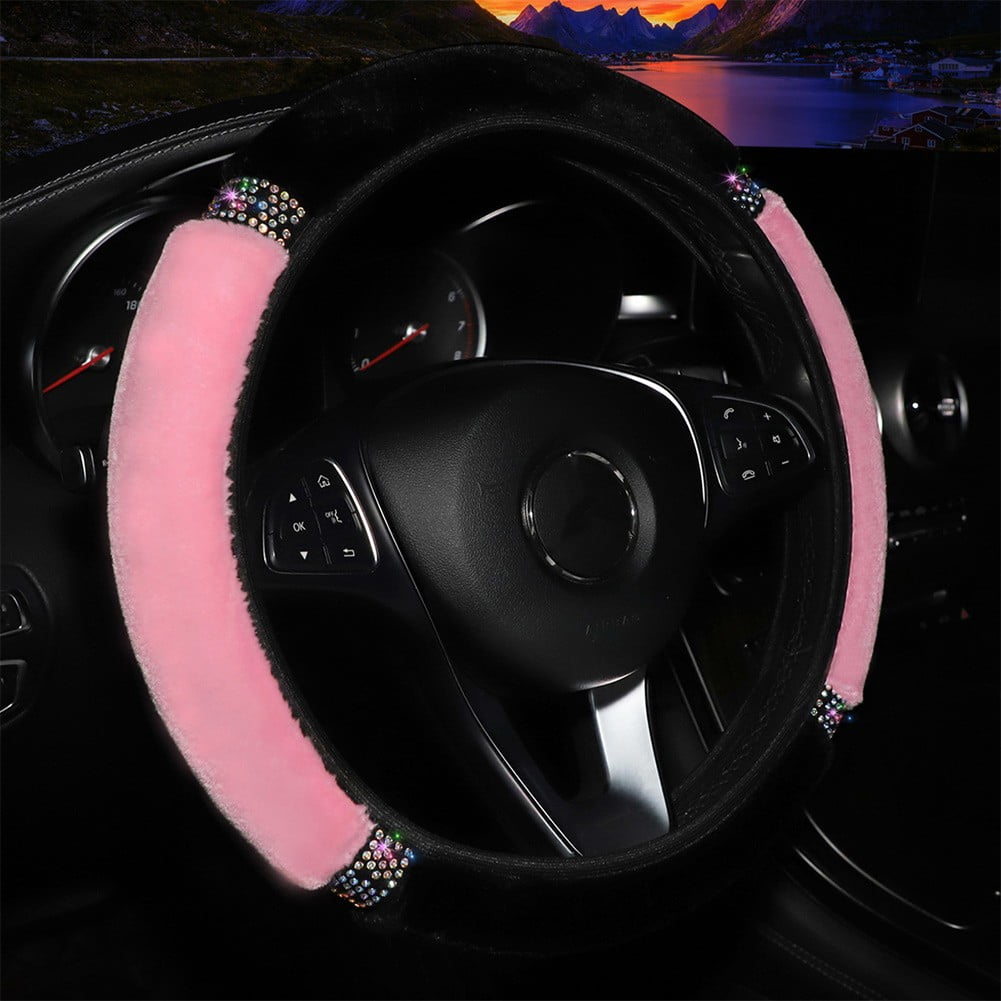 Car Steering Wheel Cover Soft Plush Faux Fur Universal Decoratuion Tool ...