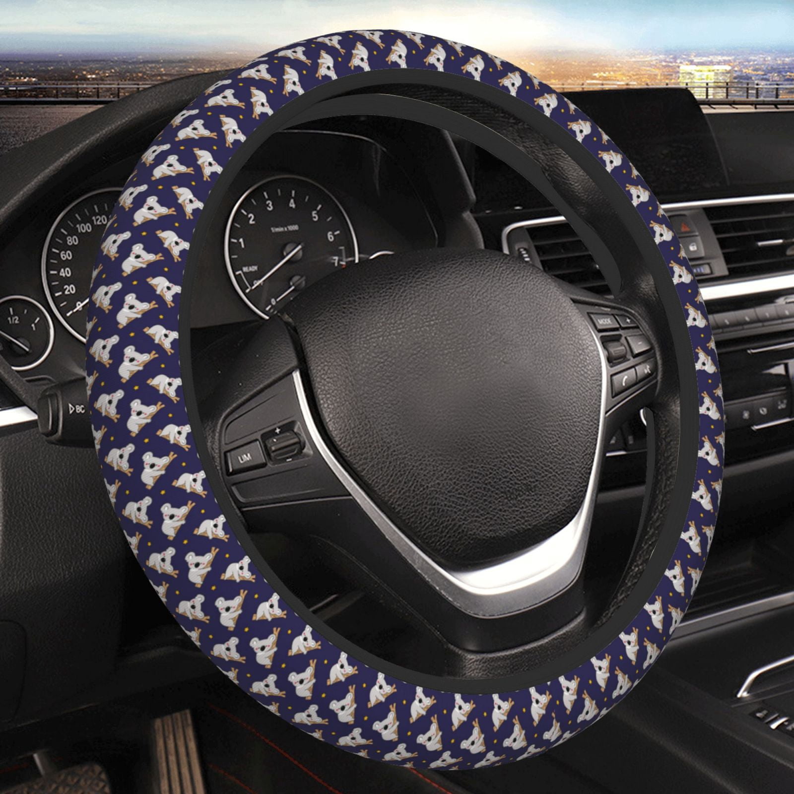 Car Steering Wheel Cover - Yellow Stars Gray Koala Universal Car ...