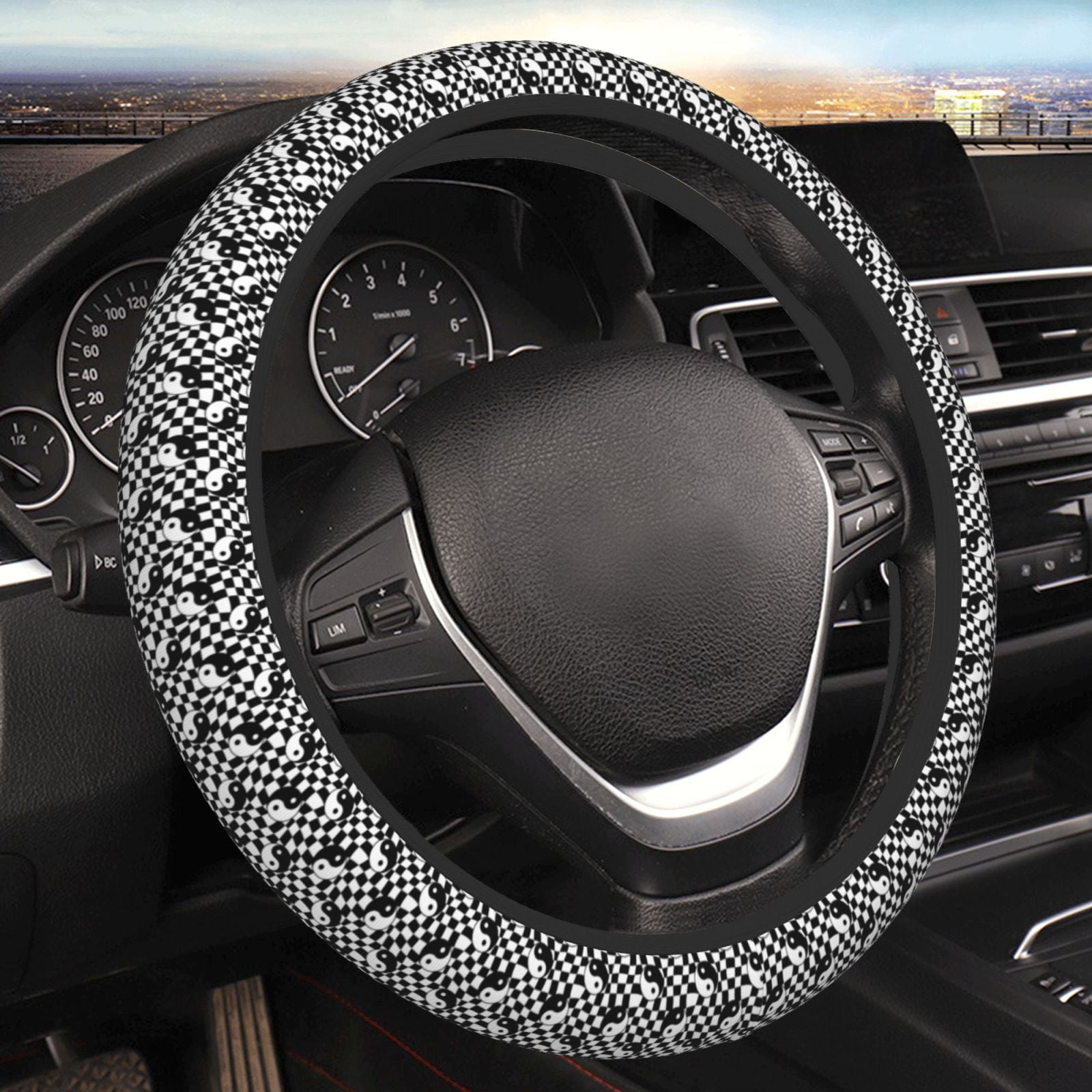 Car Steering Wheel Cover - Ying Yang Checkered Universal Car ...