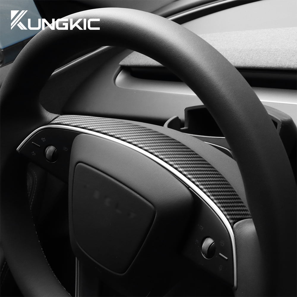 Car Steering Wheel Matte Strips for Model 3 Carbon Fiber Sticker ABS ...