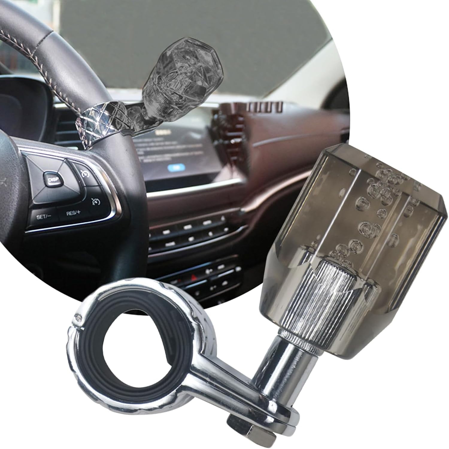 Car Steering Wheel Spinner Knob Acrylic Crystal Steering Wheel Booster ...