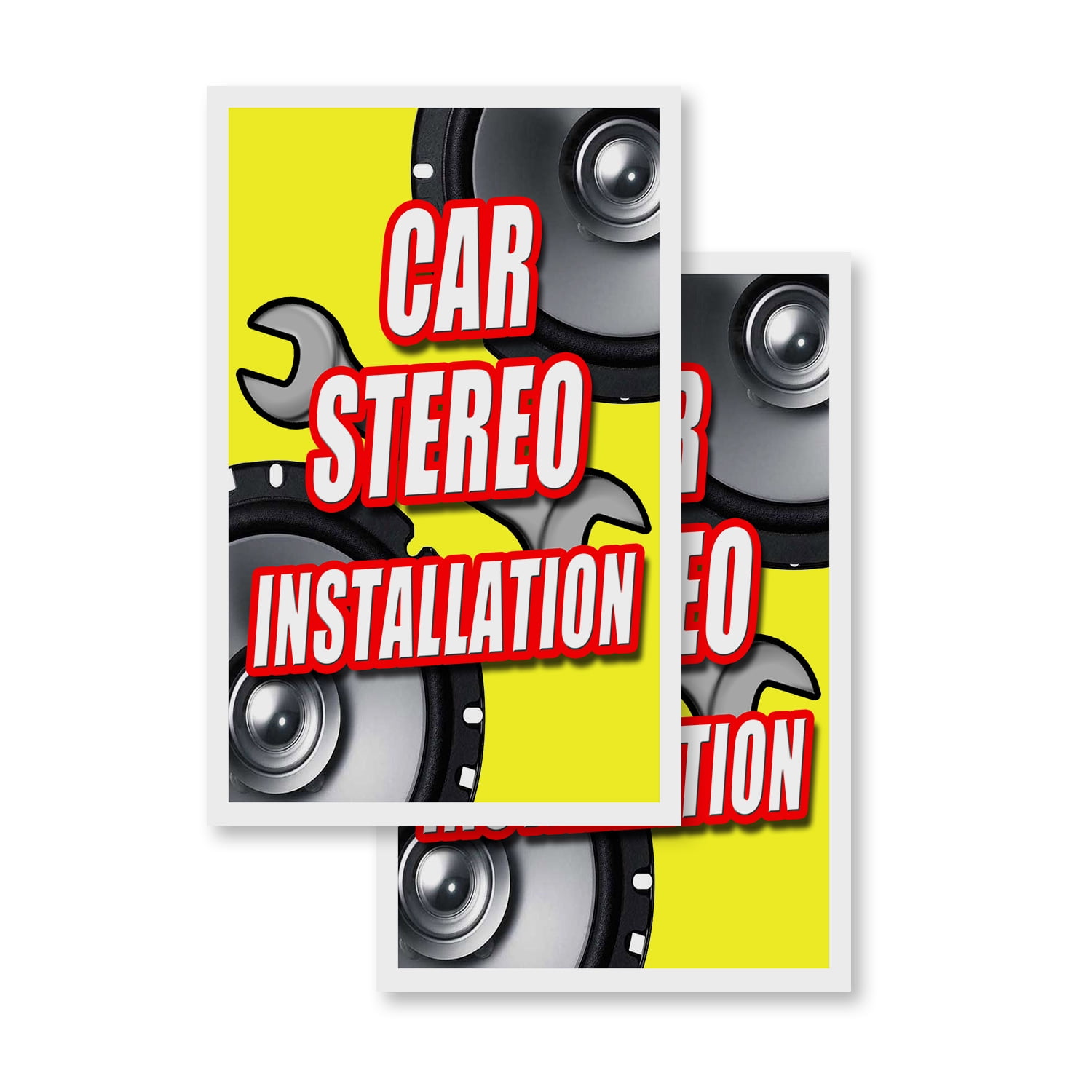 Car Stereo Installation (2-PACK) 24" x 36" Vinyl Decals | Sign Insert ...