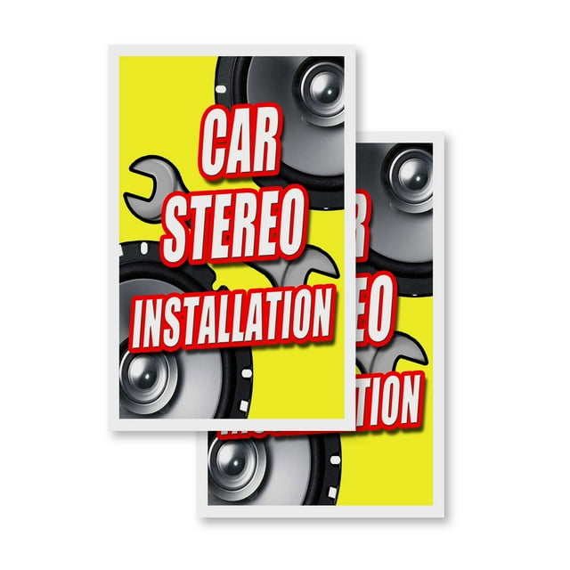 Car Stereo Installation (2-PACK) 24" x 36" Vinyl Decals | Sign Insert ...