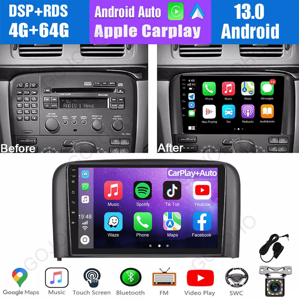 Car Stereo Radio Compatible for 2004-2008 Volvo S80,4+64 GB Car Radio ...