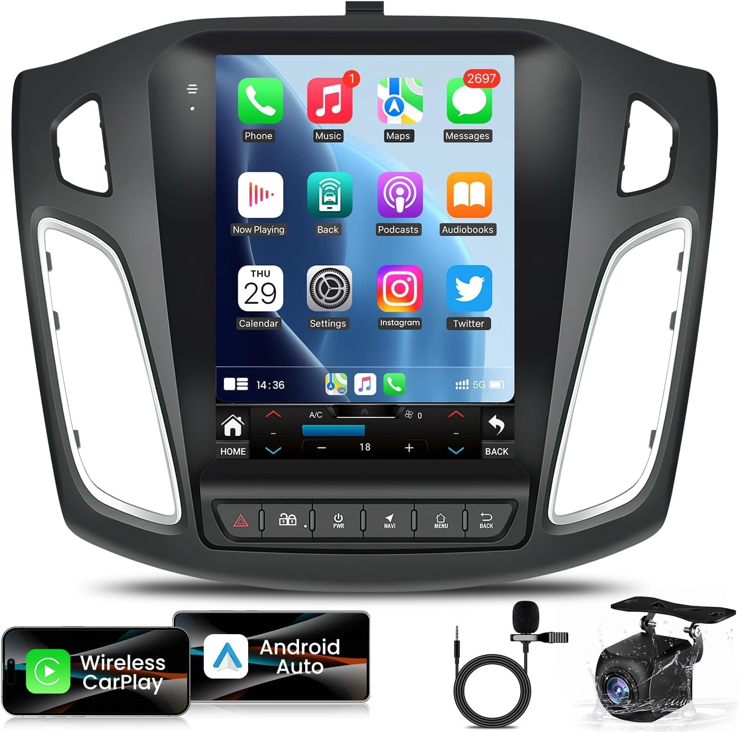 Car Radio for Ford Focus 2012-2018: Support CarPlay Android Auto 5GWiFi ...