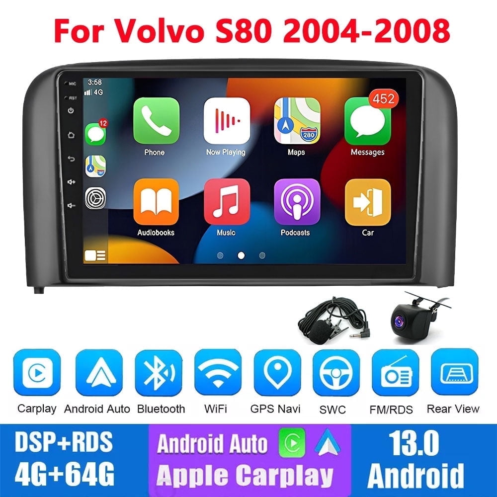 Car Stereo Radio Wireless Carplay for Volvo S80 2004-2008 9 Inch ...