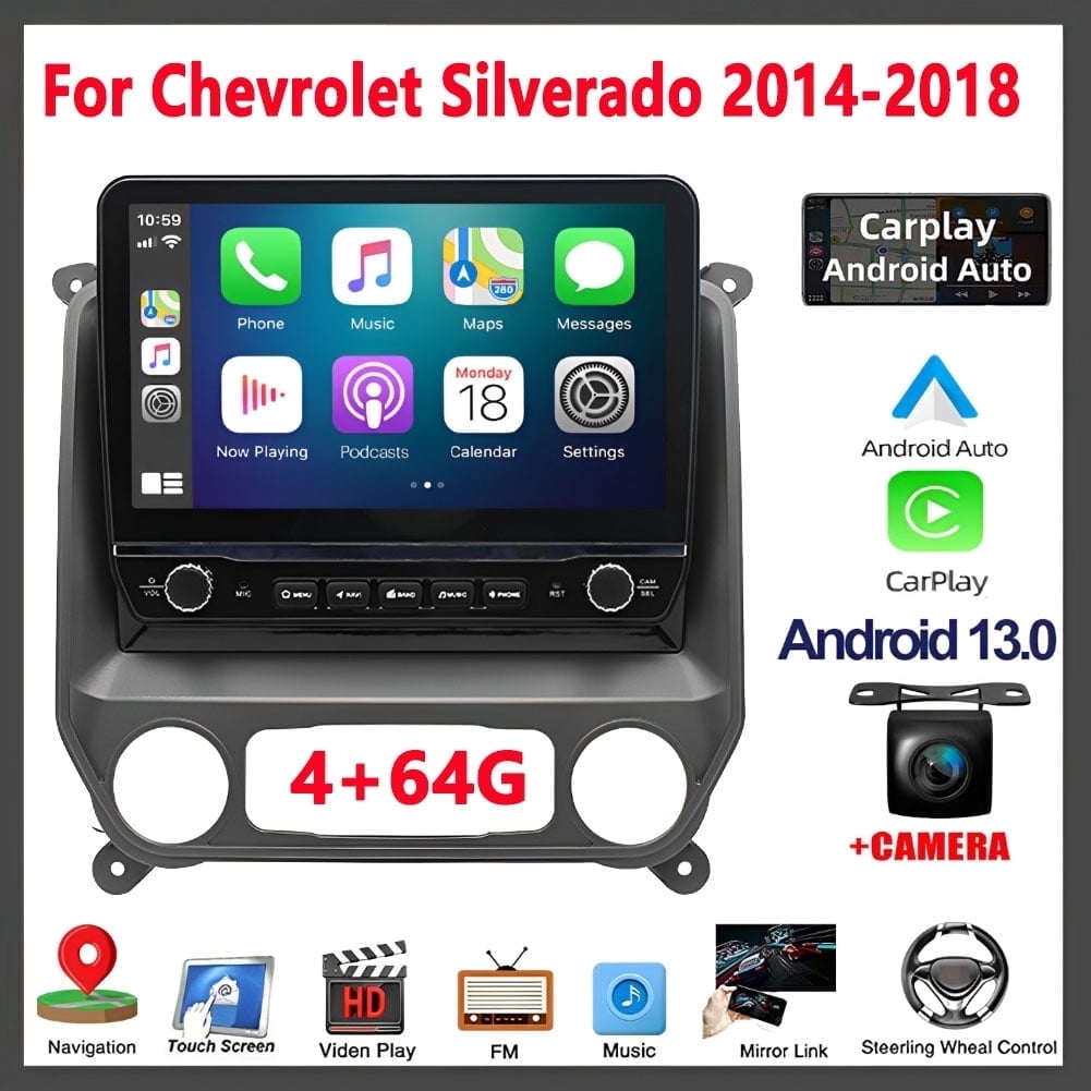 Car Stereo Radio for Chevrolet Silverado 2014-2018 10" Android13.0 ...
