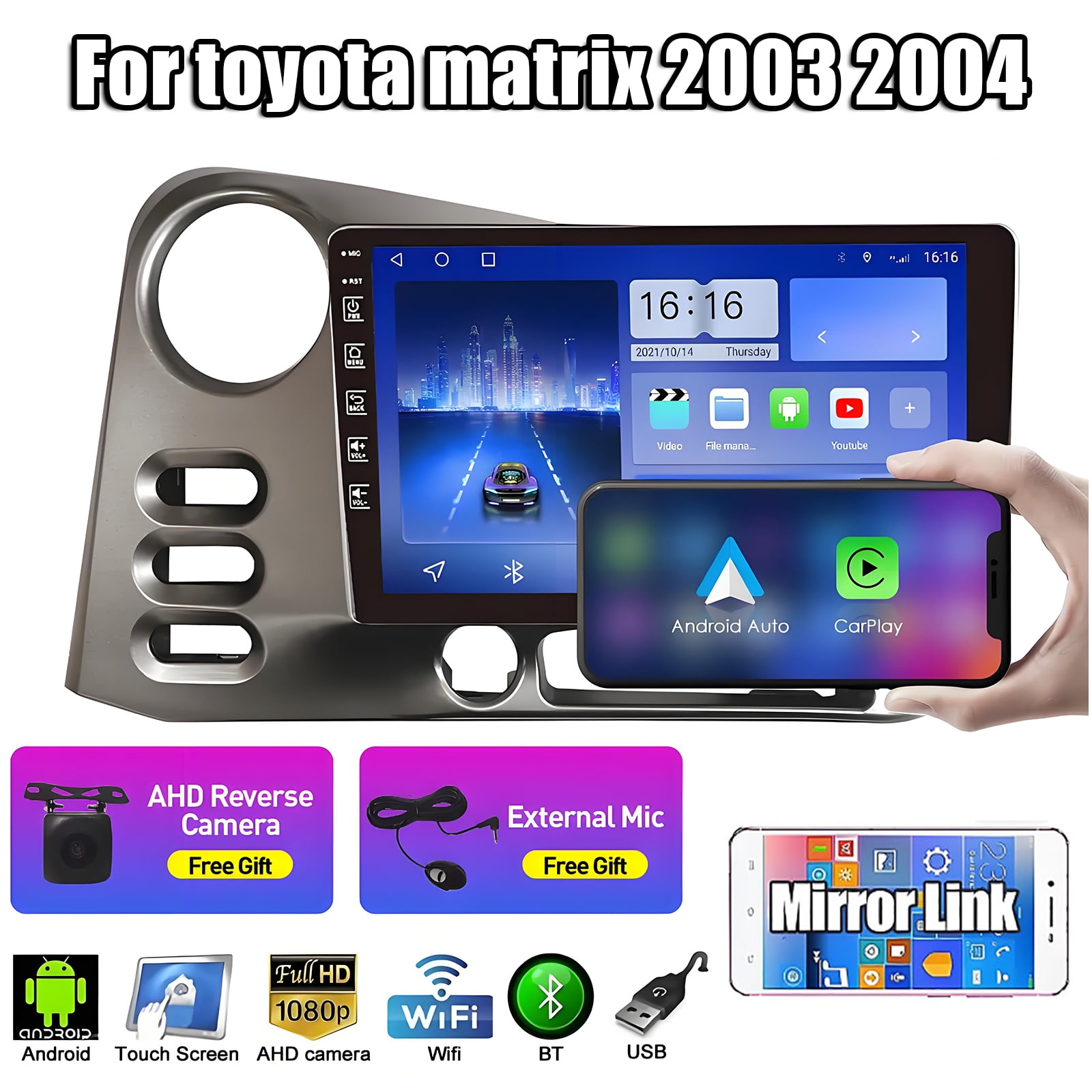 Car Stereo Radio for toyota matrix 2003 2004, Android 13 Radio with ...