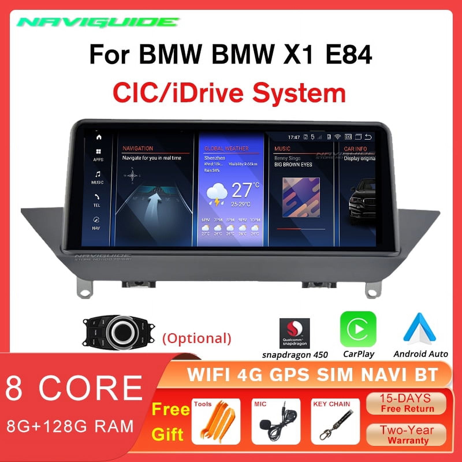 Car Stereo Screen 10.25 inch Touch Screen Car Stereo for BMW X1 E84 CIC iDrive System 2010-2015 ...
