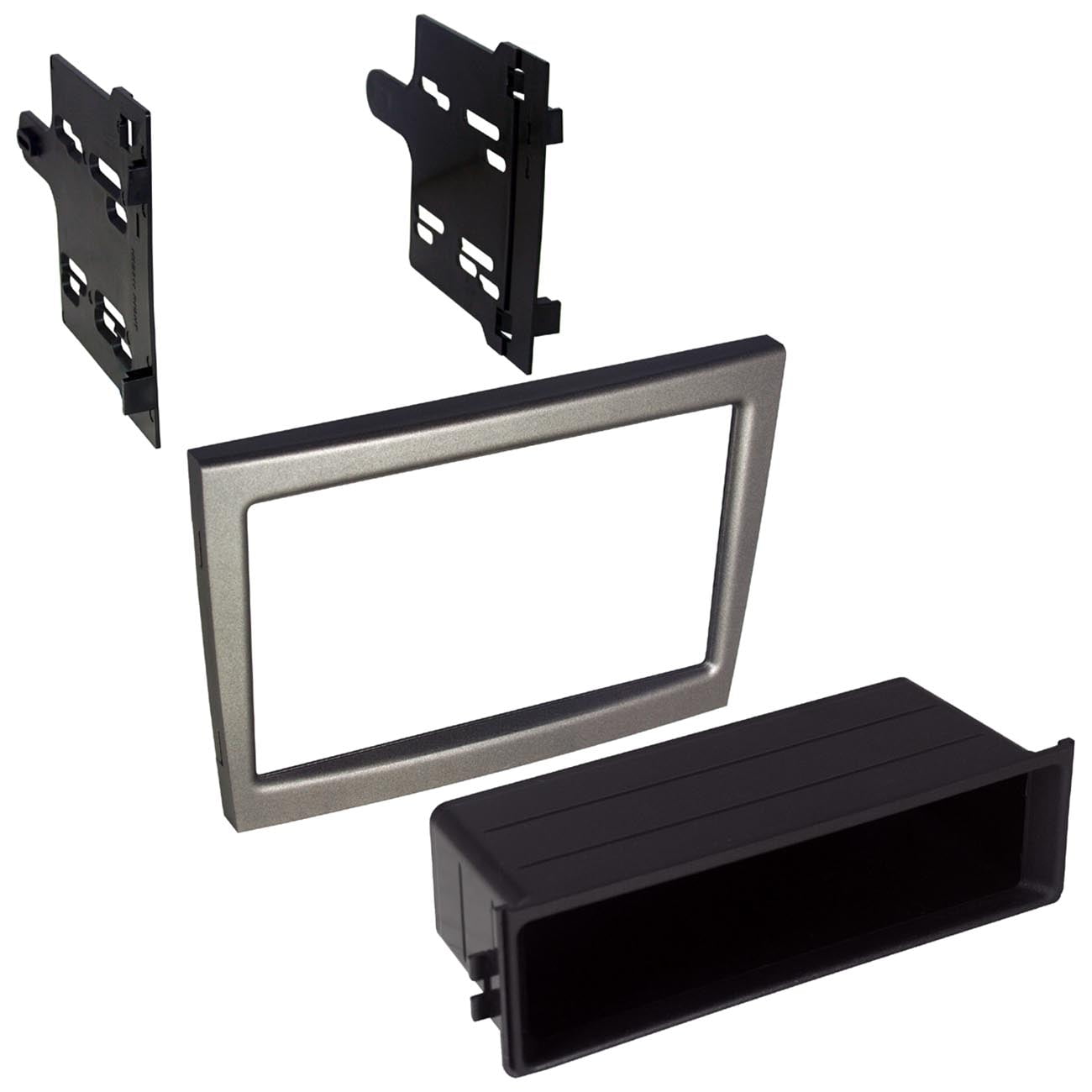 Car Stereo Single Double Din Trim Silver Dash Kit Pocket for 2005-11 ...