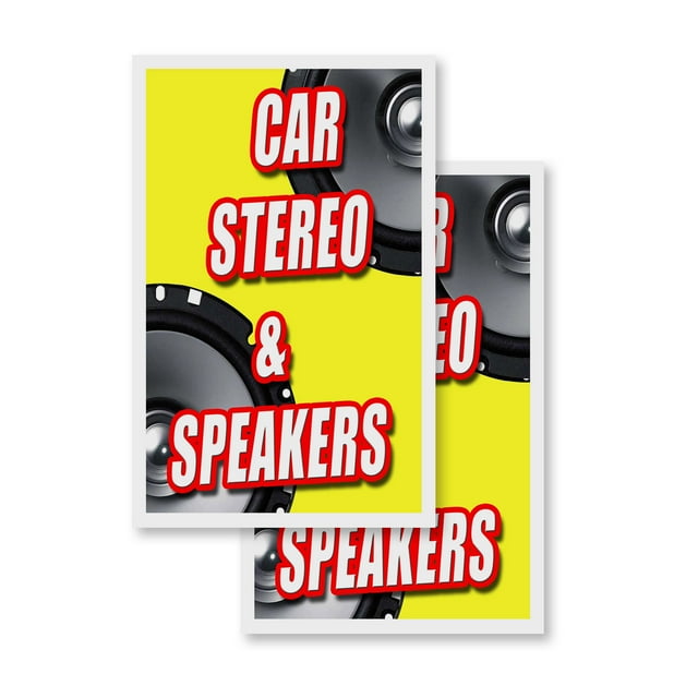 Car Stereo & Speakers (2-PACK) 24" x 36" Vinyl Decals | Sign Insert ...
