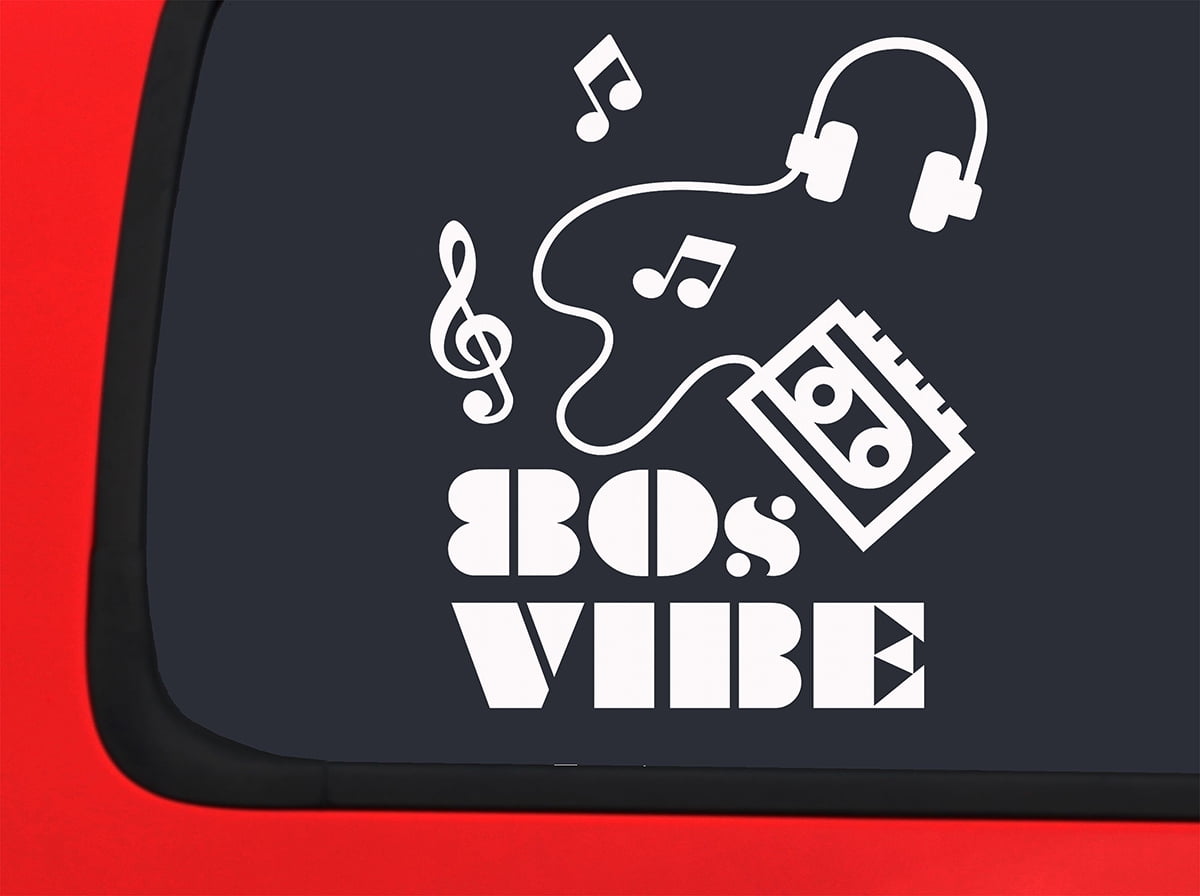 Car Sticker 80s Vibe Music Notes Cassette Tape Player Headphones Car ...