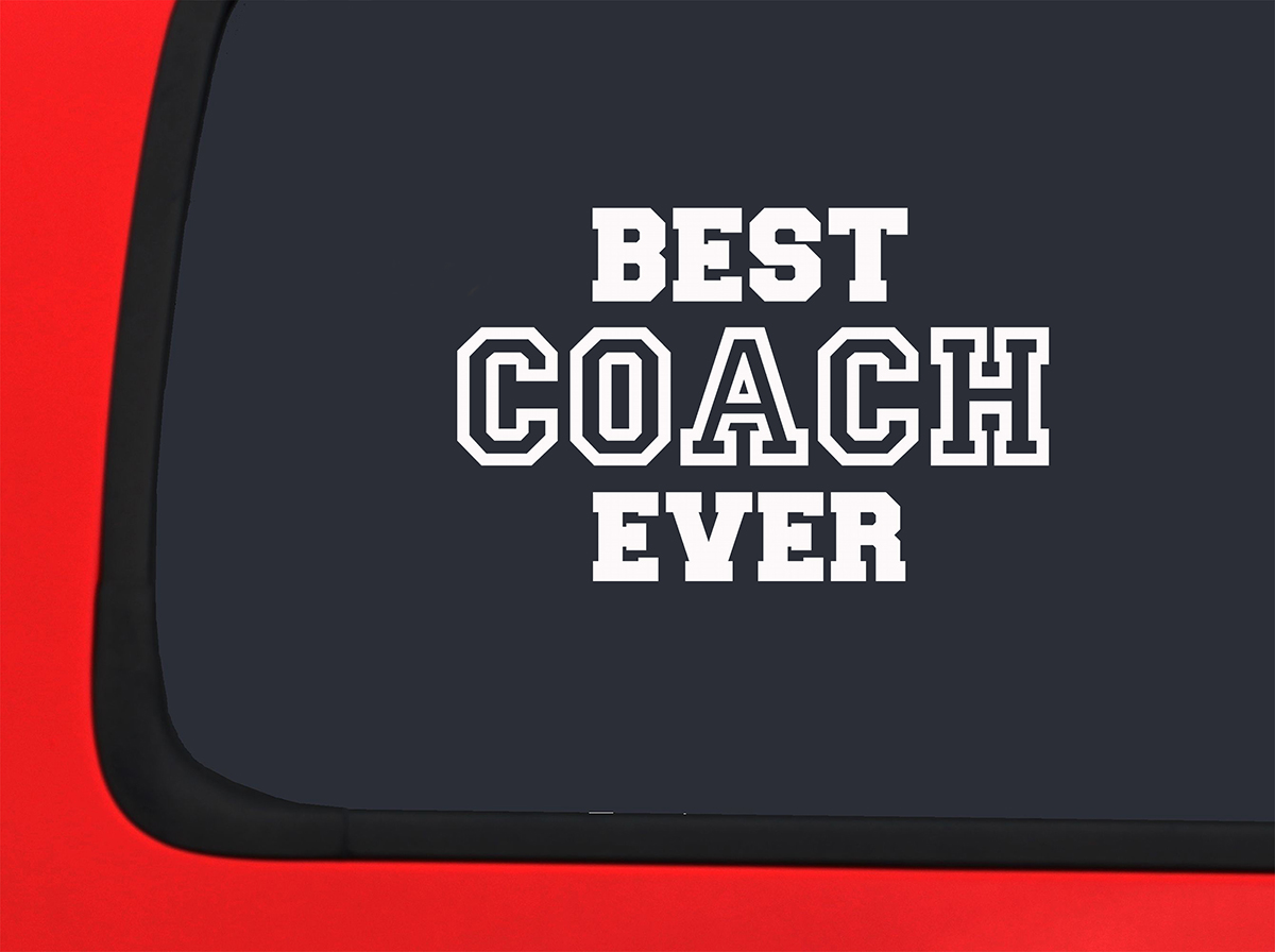 Car Sticker Best Coach Ever Sports Amazing Varsity Car Window Decal ...
