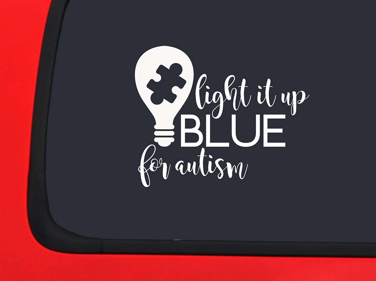Car Sticker Light It Up Blue For Autism Awareness Puzzle Piece Car ...