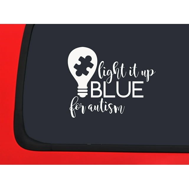 Car Sticker Light It Up Blue For Autism Awareness Puzzle Piece Car ...