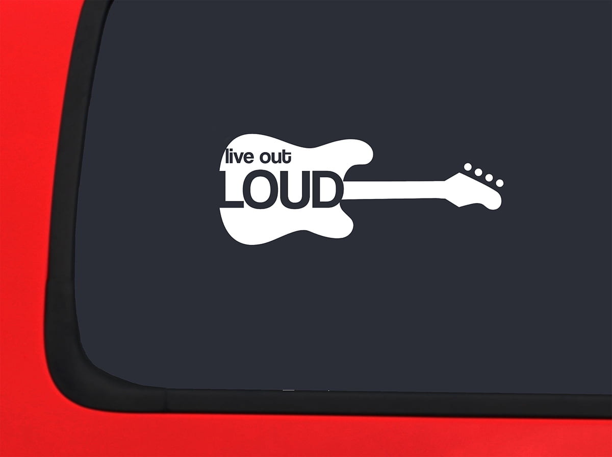 Car Sticker Live Out Loud Guitar Music Band Instrument Play Car Window ...