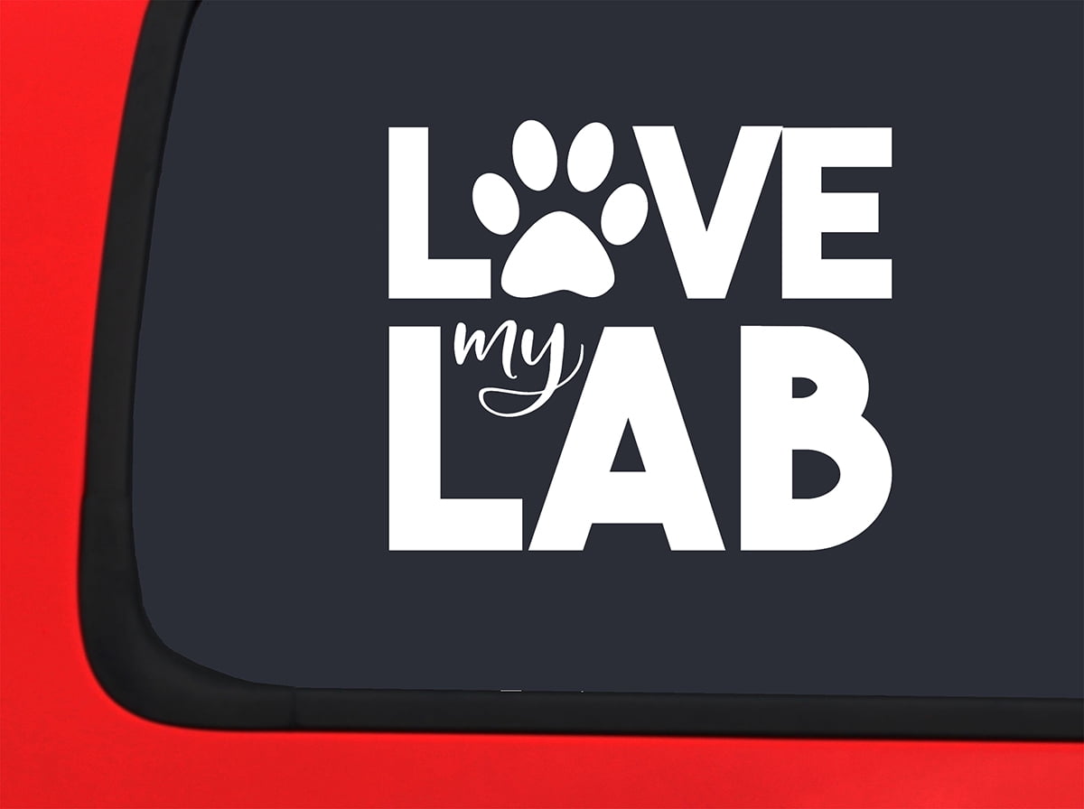 Car Sticker Love My Lab Paw Print Animals Dog Car Window Decal Sticker ...