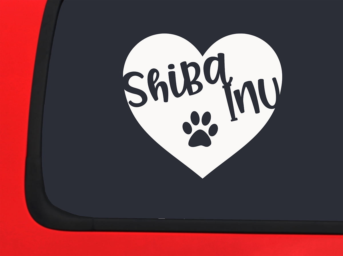 Car Sticker Love Shiba Inu Heart Paw Print Dog Car Window Decal Sticker White 7 Inch - Walmart.com
