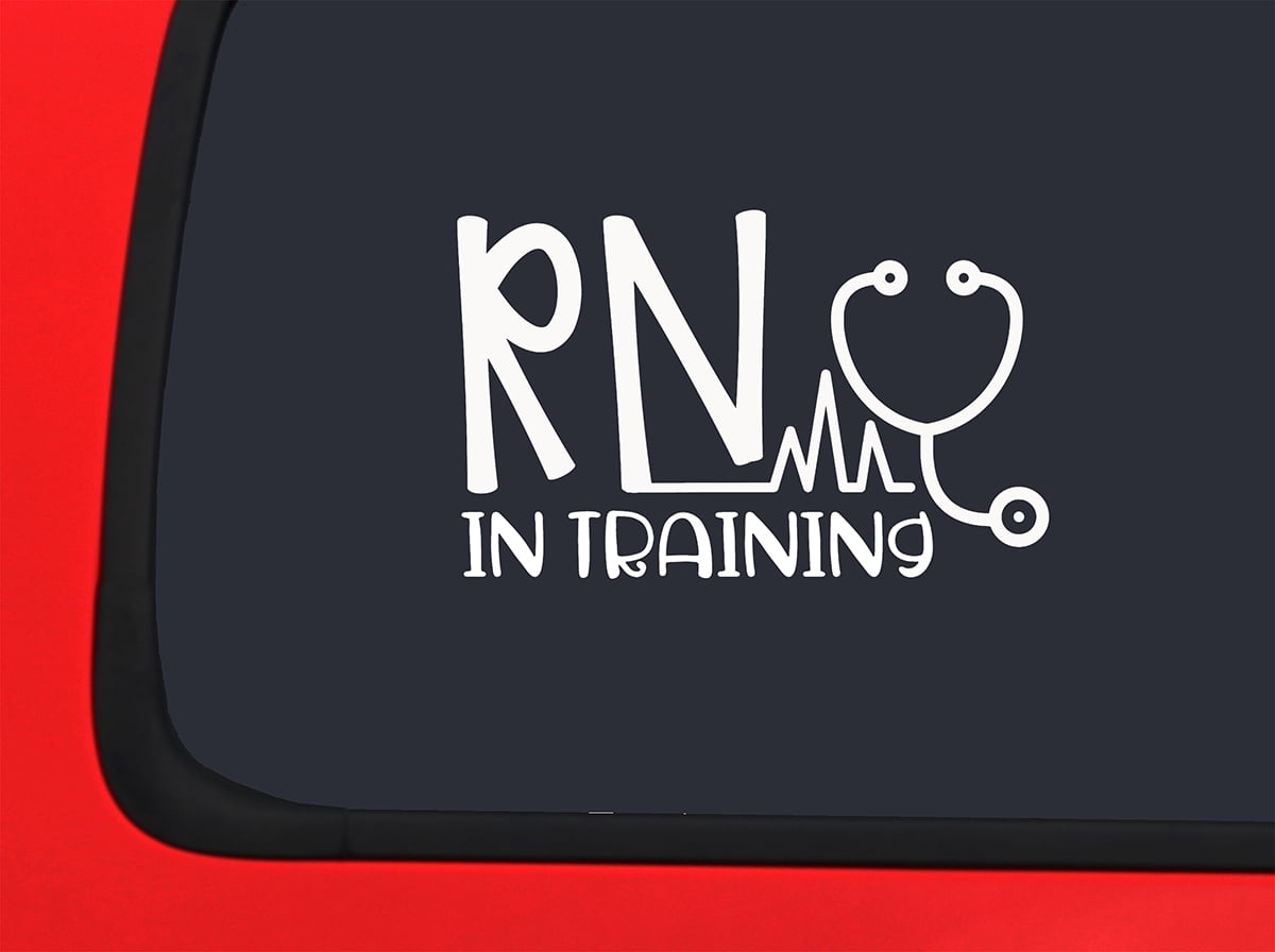 Car Sticker Rn In Training Heart Beat Stethoscope Registered Nurse ...